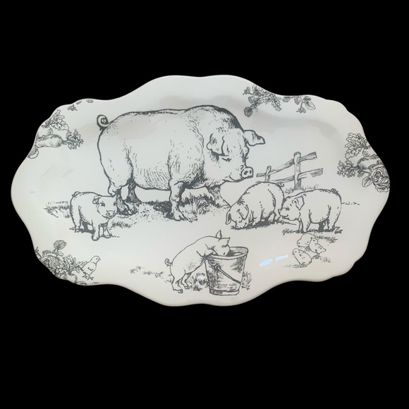 sadek | Dining | Barnyard Toile 2 Oval Serving Platter By Sadek Black ...